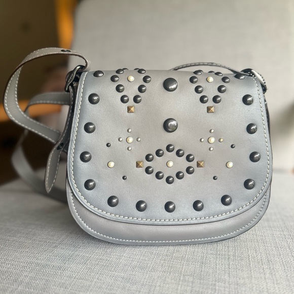 Coach | Bags | Coach Rogue 941 Rare Limited Edition Gray Studded Saddle ...